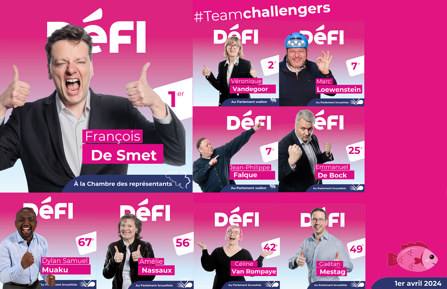 DéFI dévoile ses affiches électorales pour la campagne 2024: “Une team ...